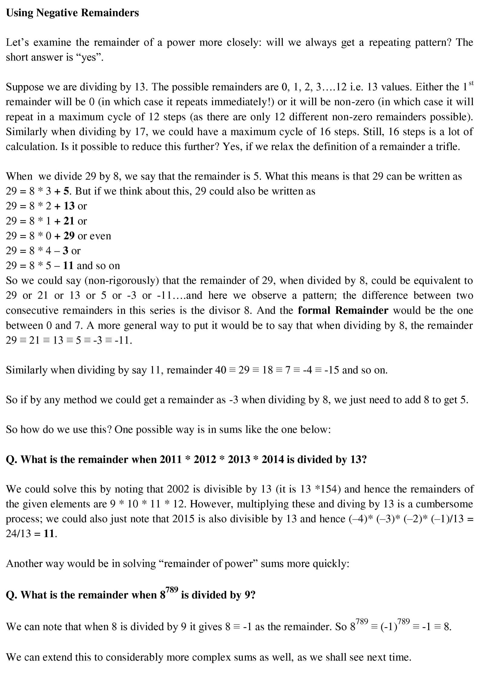 The Concept of a Negative Remainder – CAT-holics