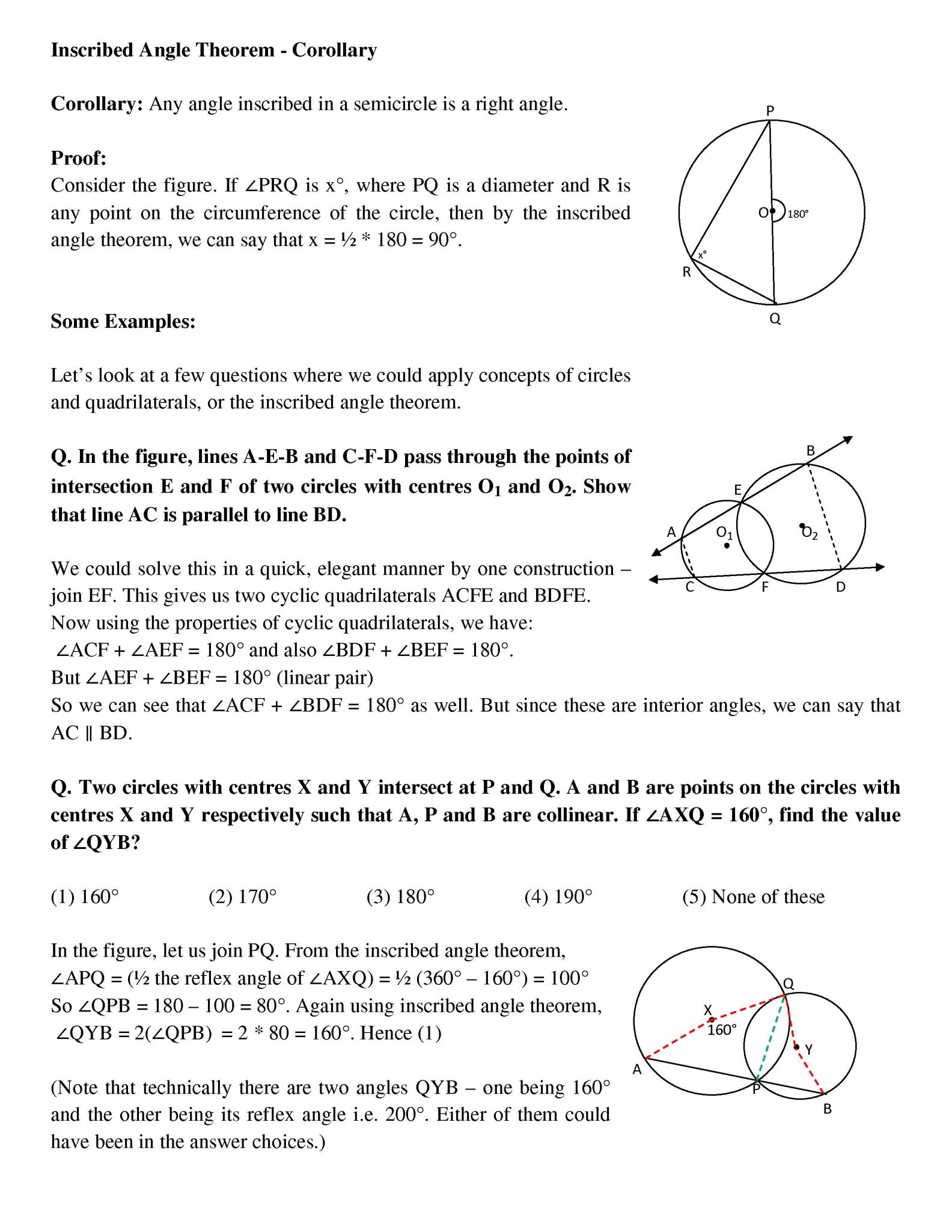 Inscribed Angle Theorem – Applications – CAT-holics