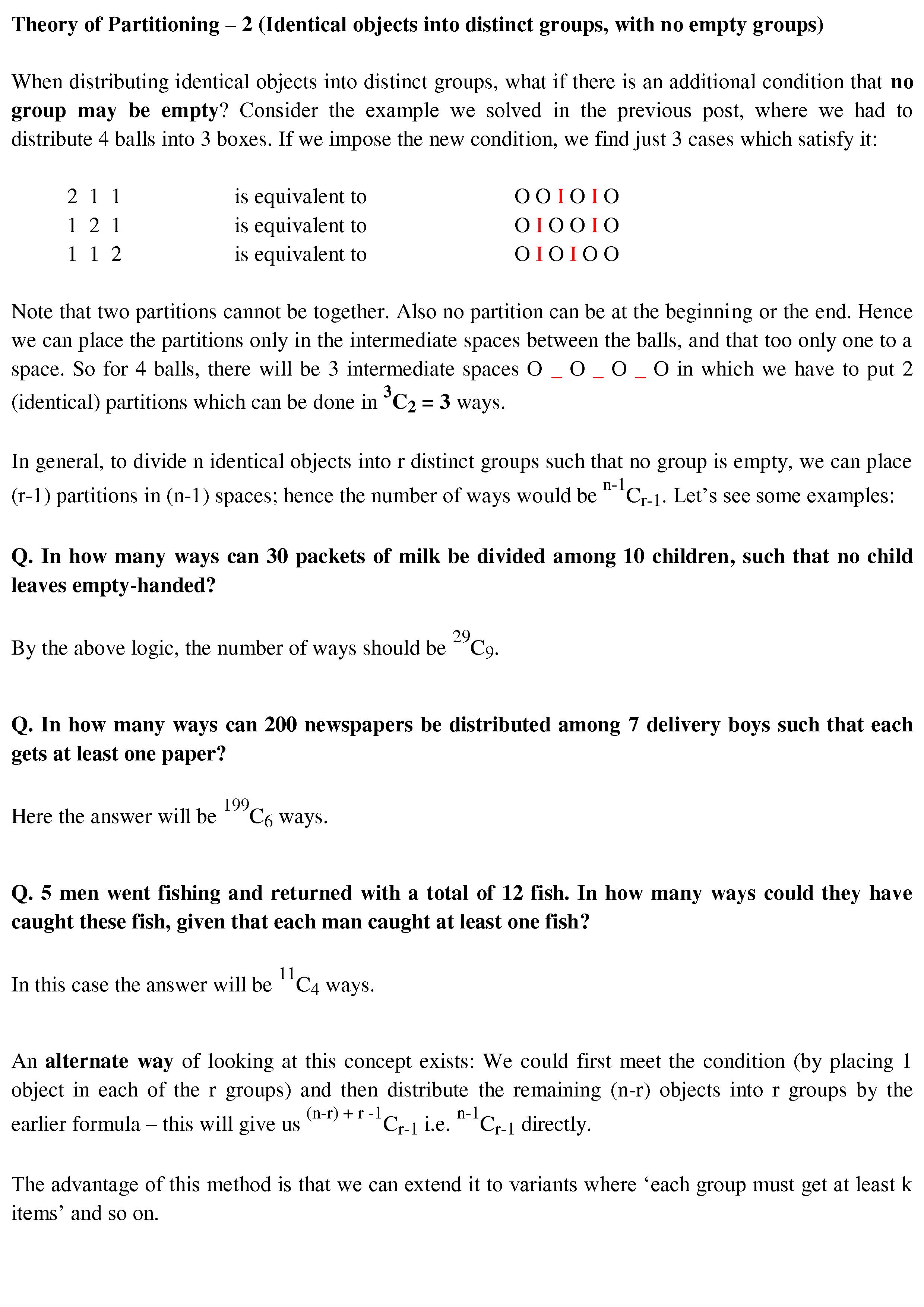 Identical objects, distinct groups, no group empty – CAT-holics