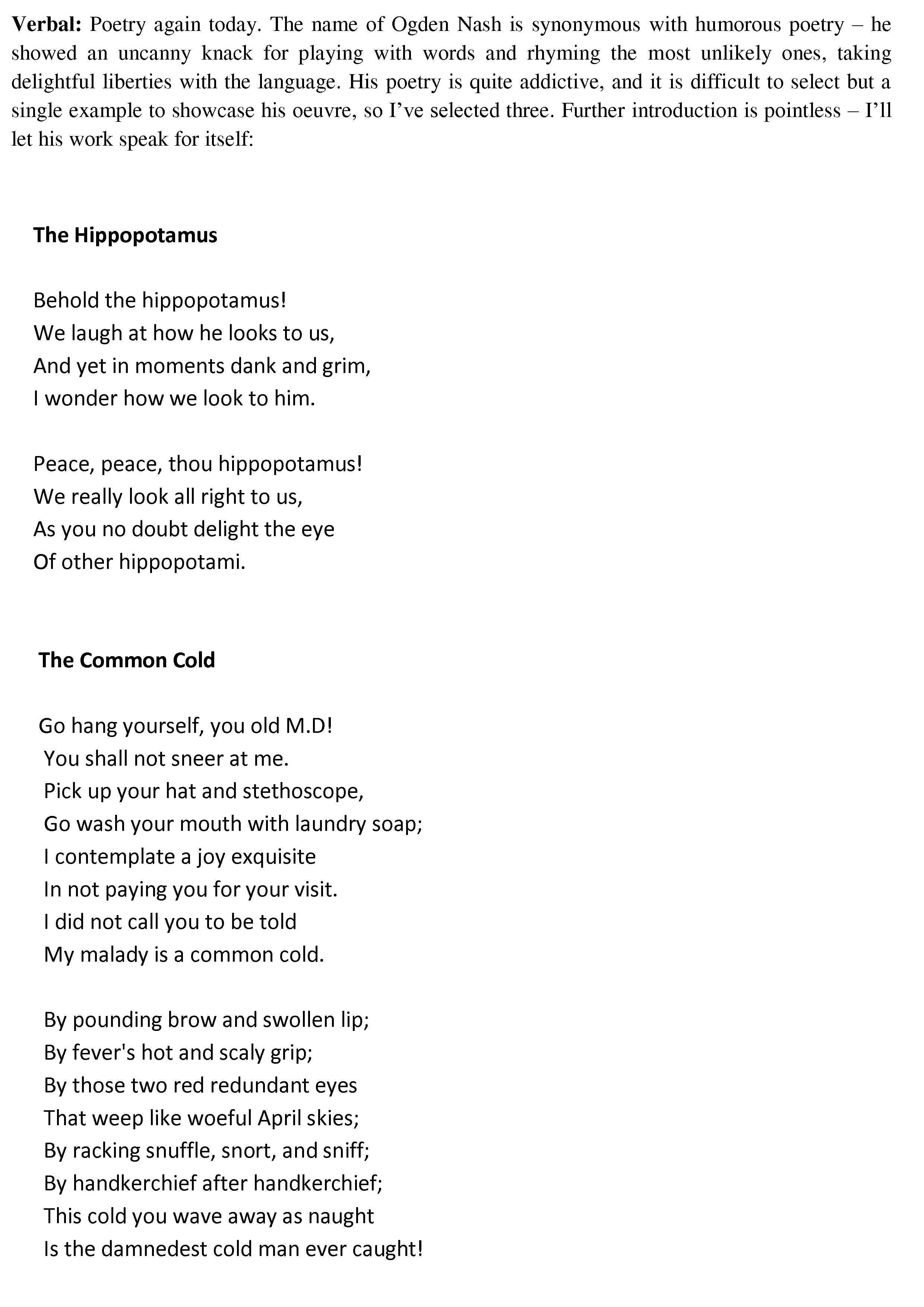 Ogden Nash – CAT-holics