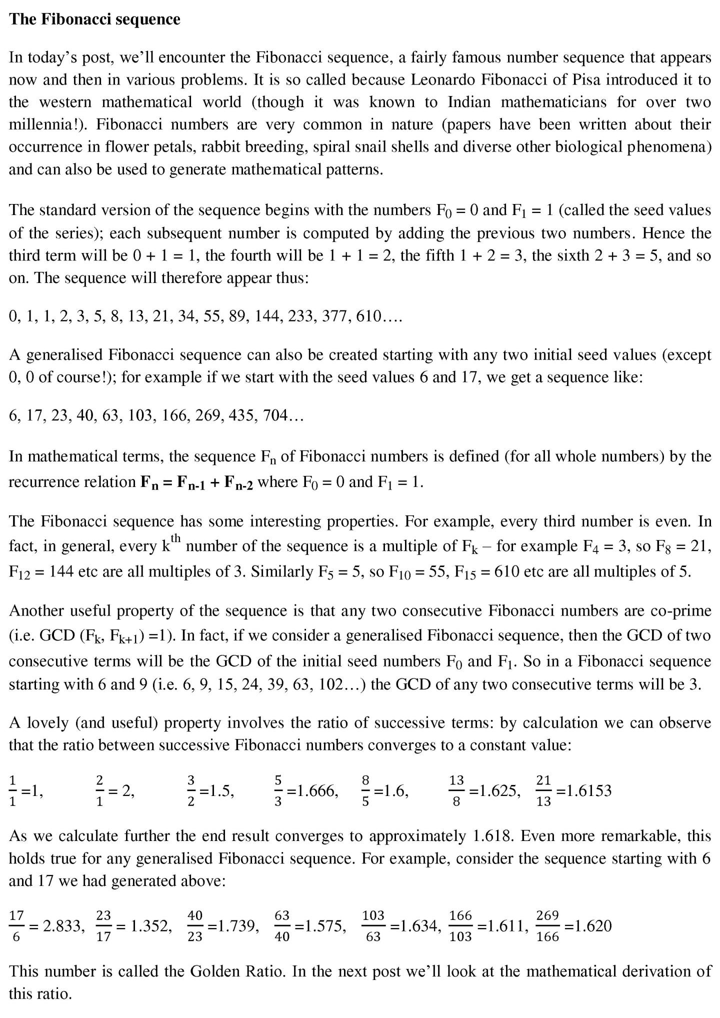 The Fibonacci sequence – CAT-holics