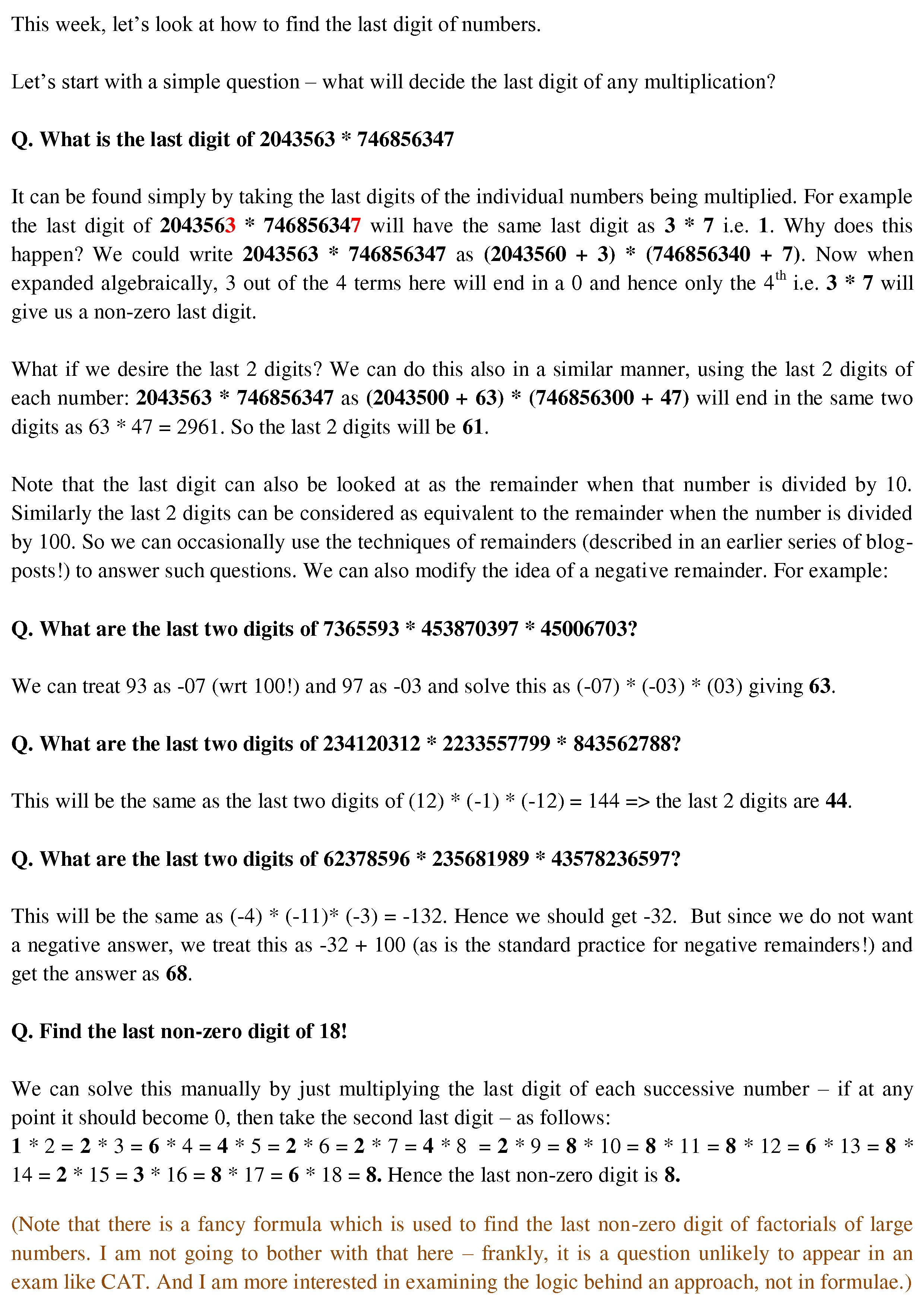 Last Digit – 1 – CAT-holics