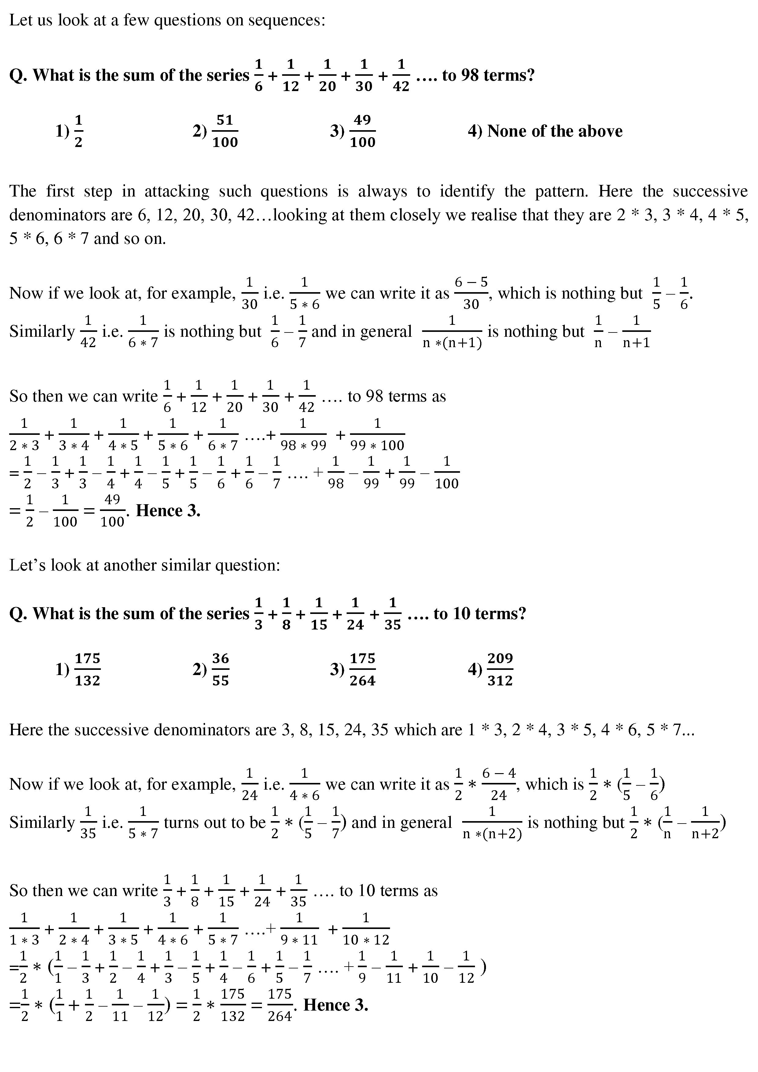 Sequences – 14 – CAT-holics