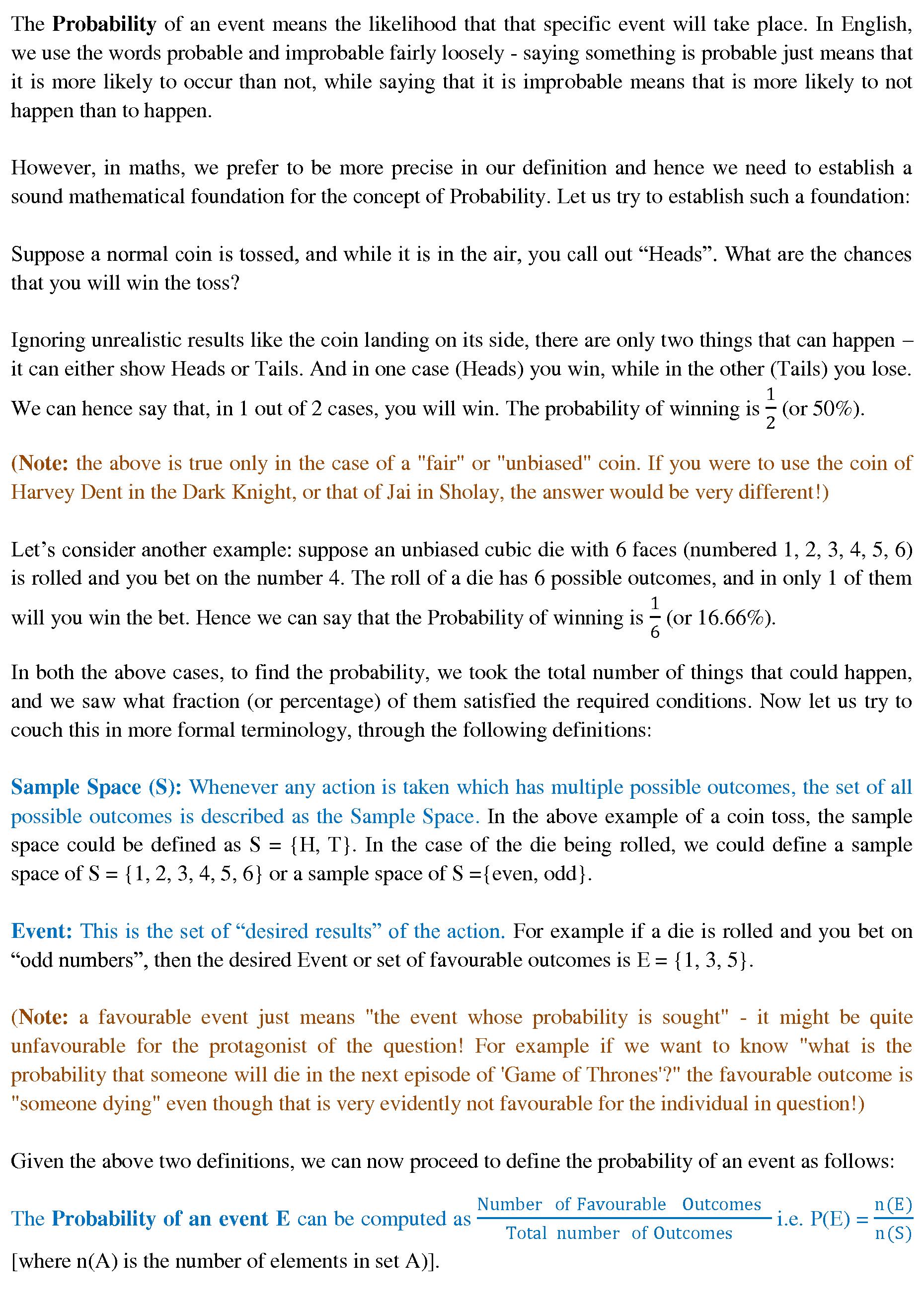 Probability – 1 – CAT-holics